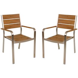 Garden Pleasure Stapelstuhl &raquo;FLORENCE&laquo; (Set) 2 Stk.2er Set braun Kunststoff B/H/T: 55cm x 85cm x 60cm, 2 Stk.