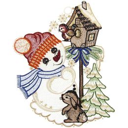 Fensterbild &raquo;S&uuml;&szlig;er Schneemann&laquo; Made in Germany bunt Polyester B/L: 21cm x 29cm