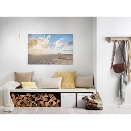 A.S. Cr&eacute;ation Leinwandbild &raquo;Beach Chair&laquo; Gem&auml;lde Kunst 1 Stk. tlg. Strand Meer Keilrahmen Natur Leinwand-Bild Wohnzimmer modern Wandbild bunt Massivholz, Stahl B/H/