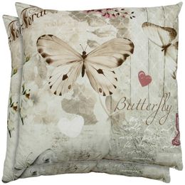 GO-DE Dekokissen &raquo;Dana&laquo; 2er Set rosa Baumwolle, Polyester B/L: 40cm x 40cm, 2 Stk.