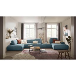 Musterring Wohnlandschaft &raquo;Lucia viel Platz, bequem, U-Form&laquo; Cord-Bezug, inklusive Kopfst&uuml;tze, Gesamtbreite 524 cm blau B/H/T: 504cm x 81cm x 204cm, Cord, 