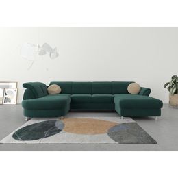 Sit & More sit&more Wohnlandschaft &raquo;Apulia U-Form&laquo; wahlweise Schlaffunktion, Bettkasten und Kopf- und Armteilverstellung gr&uuml;n Webstoff (100% Polyester);Struktur 