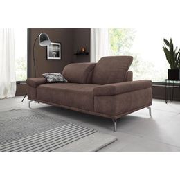 OTTO home 2-Sitzer &raquo;Caluna&laquo; mit Sitztiefen- und Kopfteilverstellung braun Luxus-Microfaser Vintageoptik (100% Polyester);Flachgewebe (100% Polyester);