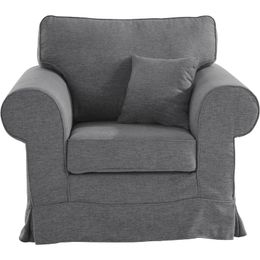 OTTO home Sessel &raquo;Shadmoor&laquo; Hussenoptik, in uni oder mit Blumendruck, passend zur Shadmoor-Serie grau 100% Polyester Struktur, B/H/T: 102cm x 102cm x 