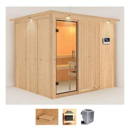Karibu Sauna &raquo;Gitte&laquo; Set, Ofen 9 KW externe Strg easy beige Saunaofen, externe Steuerung, 9 kW