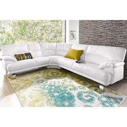 Trendmanufaktur Ecksofa &raquo;Cecilia in italienischem Design, modern und komfortabel, L-Form&laquo; bequeme Armlehnen, mit langem Schenkel wei&szlig; NaturLEDER (