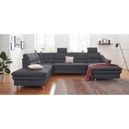 Sit & More sit&more Wohnlandschaft &raquo;Cardoso U-Form&laquo; mit Federkern und Kopfst&uuml;tzen, mit Schlaffunktion und Relaxfunktion grau Luxus-Microfaser 1 (100% Polyester);