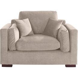 Home Affaire Loveseat &raquo;Fresh Pond Sessel&laquo; weicher Sitzkomfort, incl. Zierkissen, B/T/H: 140/96/95 cm beige 100% Polyester Samtstruktur, B/H/T: 140cm x