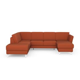 Sit & More sit&more Wohnlandschaft &raquo;Visby U-Form&laquo; Wahlweise mit Schlaffunktion und Stauraum, frei im Raum stellbar orange B/H/T: 303cm x 87cm x 213cm, Luxus-