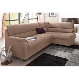 Sit & More sit&more Ecksofa &raquo;Pandora L-Form&laquo; wahlweise mit Schlaffunktion und Bettkasten braun Luxus-Microfaser ALTARA NUBUCK (100% Polyester);Luxus-Microfaser 