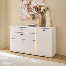 Home Affaire Sideboard &raquo;LONG ISLAND&laquo; 1 Stk. tlg. in moderner Trendfarbe,inklusive senkrechter Beleuchtung,Breite 150 cm wei&szlig; Holzwerkstoff B/H/T: 