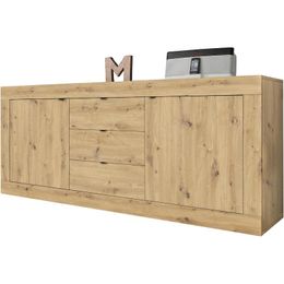 Home Affaire Sideboard &raquo;Basic Breite 210 cm, Kommode 2 T&uuml;ren, 3 Schubk&auml;sten, Anrichte,&laquo; Metallgriff, moderne Rahmenoptik, viel Stauraum, Farbauswahl 