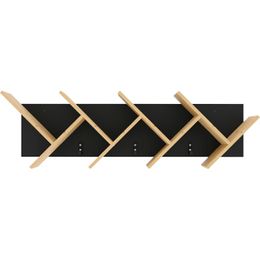 FMD Wandregal &raquo;B&uuml;chen 2&laquo; schwarz Holzwerkstoff B/H/T: 127,5cm x 38,5cm x 25,5cm, 7 Stk. offene F&auml;cher