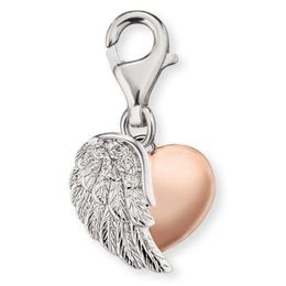 Engelsrufer Damen Charm-Einh&auml;nger &raquo;HERZFL&Uuml;GEL&laquo; mit Zirkonia (synth.) rosa Einheitsgr&ouml;&szlig;e