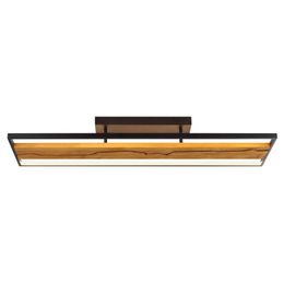 Brilliant LED Deckenleuchte &raquo;Thunder&laquo; LED-Modul 1 Stk. Warmwei&szlig; 100 x 30 x 13,5 cm, 6000 lm, 3000 K, Metall u. Holz, schwarz/braun braun 1, H: 13cm, 1 Stk.