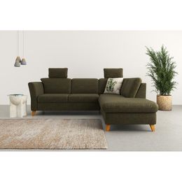 Home Affaire Ecksofa &raquo;Trelleborg L-Form&laquo; Federkern-Polsterung, wahlweise mit Schlaffunktion und Stauraum gr&uuml;n 100% Polyester B/H/T: 252cm x 86cm x 