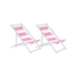 Beliani 2er-Set Stoffbezug ANZIO/AVELLINO in Rosa/Wei&szlig; | Gr.: onesize