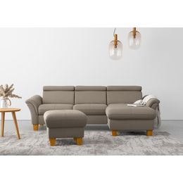 OTTO home Ecksofa &raquo;Lindgren L-Form&laquo; wahlweise mit Bett mit klappbaren Rollen, Kasten und Kopfverstellung braun 100% Polyester B/H/T: 258cm x 84cm x 