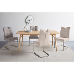 s.Oliver Freischwinger &raquo;Ciella&laquo; (Set) 2 Stk.mit hochwertiger 3D-Steppung und Taschenfederkern, Edelstahlgestell beige Polyester B/H/T: 47cm x 96cm x 