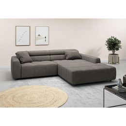 3C Candy Ecksofa &raquo;Denver auch mit Cord- und Easy care-Bezug, Kopfteilverstellung L-Form&laquo; wahlweise. mit motorischer Sitztiefenverstellung grau 95% 