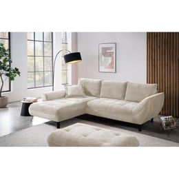exxpo - sofa fashion Ecksofa &raquo;Bellini, Materialmix oder komplett Struktur, Breite 268cm, bequem&laquo; bequem und modern, Materialmix, L-Form beige B/H/T: 