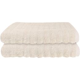 Schiesser Duscht&uuml;cher &raquo;Neapel aus 100% Baumwolle mit eleganter Hoch-Tief-Optik&laquo; OEKO-TEX MADE IN GREEN beige Frottier, Baumwolle B/L: 70cmx140cm, 2 Stk., 