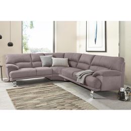 Trendmanufaktur Ecksofa &raquo;Cecilia II, in italienischen Design, bequem, hoher Sitzkomfort, L-Form&laquo; extrabreite Armlehnen f&uuml;r noch mehr Sitzkomfort grau 