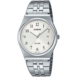 Casio Timeless Collection Herren CASIO TIMELESS COLLECTION Quarzuhr Armbanduhr, Herrenuhr, Damenuhr, analog, Datum, Edelstahlarmband silber 