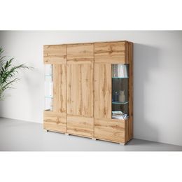 OTTO home Highboard &raquo;Kenia&laquo; 1 Stk. tlg. Modernes Highboard, mit Glast&uuml;ren, Breite 135 cm braun B/H/T: 135cm x 134cm x 39,5cm, 2 Stk.