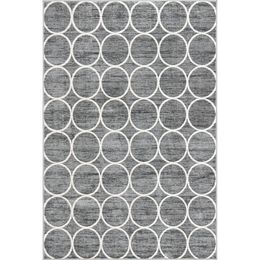 MyFlair Teppich &raquo;Titan Trellis, LAGERR&Auml;UMUNG&laquo; rechteckig 13 mm H&ouml;he Kurzflor, gewebt, modernes Design, Motiv Kreise grau Polypropylen (PP) B : 183cm 1 Stk., 
