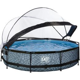 EXIT Framepool &raquo;inkl. multifunktionaler Abdeckung&laquo; &Oslash;xH: 360x76 cm, mit Filterpumpe & Filterkartusche grau &Oslash;/B/H/L: 360cm x Breite x H&ouml;he 76cm x L&auml;nge,