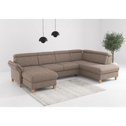 OTTO home Wohnlandschaft &raquo;Glendale, U-Form&laquo; inkl. Kopfteilverstellung, wahlweise mit Vorziehsitz und Bettkasten braun 100% Polyester B/H/T: 321cm x 
