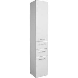 Hochschrank &raquo;Quickset Badschrank 35 cm breit, 2 T&uuml;ren, 2 Schubladen, 3 Einlegeb&ouml;den&laquo; Badezimmer-Hochschrank inkl. T&uuml;rd&auml;mpfer, Griffe in Chrom gl&auml;nzend