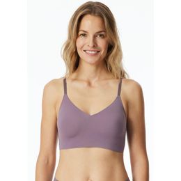 Schiesser Damen Bustier &raquo;Invisible Soft&laquo; Mikrofaser, herausnehmbare Pads, V-Ausschnitt, Lasercut-Abschl&uuml;sse lila 36, N-Gr