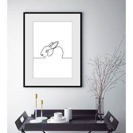 queence Bild &raquo;Alicia&laquo; Haustiere Kunst Modern Schwarz-Wei&szlig; 1 Stk. tlg. HD Premium Poster-Druck inkl. Holzrahmen wei&szlig; Acrylglas, Holz, Papier B/H/T: 