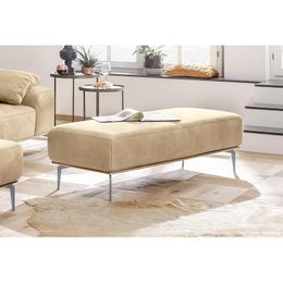 W.Schillig Polsterhocker &raquo;run&laquo; mit elegantem Holzsockel, F&uuml;&szlig;e in Silber matt, Breite 150 cm beige Stoff S37 (100% Polyester);ROHLEDER Chenille-