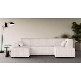 Home Affaire Wohnlandschaft &raquo;TAMMO&laquo; U-Form beige 100% Polyester B/H/T: 296cm x 80cm x 162cm, Cord, Recamiere links