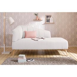 OTTO home Recamiere &raquo;Lucy, Chaiselonge mit Massivholzf&uuml;&szlig;en und Steppung,&laquo; Armlehne links und rechts bestellbar beige Struktur fein( 100% Polyester) B/
