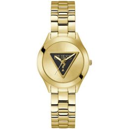 Guess Damen Quarzuhr &raquo;TRI PLAQUE&laquo; Armbanduhr, Damenuhr gold Einheitsgr&ouml;&szlig;e