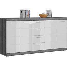 Home Affaire Kommode &raquo;SIENA, Breite 165cm, 4 T&uuml;ren, 4 Schubk&auml;sten, 8 Einlegeb&ouml;den, 12 F&auml;cher&laquo; hochwertige Rillenfr&auml;sung in MDF Front, Schuhkommode, 