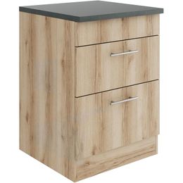 Optifit Kochfeldumbauschrank &raquo;Bella&laquo; Breite 60 cm, f&uuml;r Kochfelder, 2 Ausz&uuml;ge beige Holzwerkstoff wildeiche, B/H/T: 60cm x 84,8cm x 60cm, Schubladen: 2