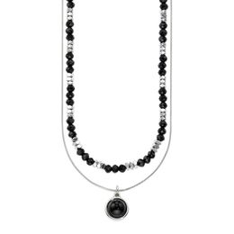 Aniston Jewelry & Watches Damen Aniston JEWELRY & WATCHES Ketten-Set &raquo;mit schwarzen Steinen&laquo; mit Kristall Edelstahl, L: 53 B: 4,9mm