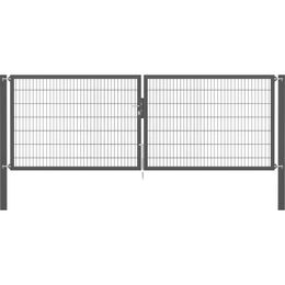 Alberts Zaundoppelt&uuml;r &raquo;Flexo Plus&laquo; anthrazit, verschiedene Abmessungen grau Stahl B/H: 400cm x 140cm