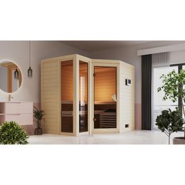 Karibu Sauna &raquo;Amada&laquo; Set, 9-kW-Ofen mit integrierter Steuerung beige Saunaofen, integrierte Steuerung, 9 kW
