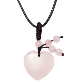 Firetti Damen Kette mit Anh&auml;nger &raquo;Schmuck Geschenk Halsschmuck Halskette Herz&laquo; Made in Germany - mit Rosenquarz rosa Messing Nylon, L: 51 B: 4mm