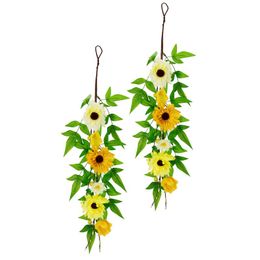 I.GE.A. Kunstblume &raquo;Girlande mit Gerbera Bl&uuml;ten 50cm 2er Set Deko f&uuml;r Hochzeit Geburtstag&laquo; Ranke H&auml;nger Pflanze Kunstpflanze G&auml;nsebl&uuml;mchen Margeriten 