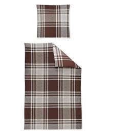 Irisette Bettw&auml;sche &raquo;Alpaka 8456&laquo; 2 Stk. hochwertig rot Flanell, Obermaterial: 100% Baumwolle B/L: 155cm x 220cm, 1 Stk., 1 Stk., Flanell, B/L: 80cm x 80cm, 2 
