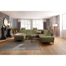OTTO home Wohnlandschaft &raquo;Westerland U-Form&laquo; Federkern, wahlweise Schlaffunktion, Stauraum und Armlehn-Verstellung gr&uuml;n 98% Polyester 2% Polyamid B/H/