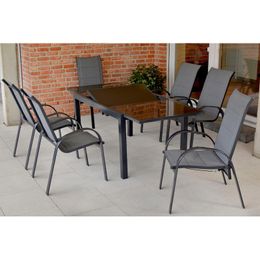 Merxx Garten-Essgruppe &raquo;Amalfi&laquo; 7 Stk. tlg. silber Aluminium, Polyester Polyester