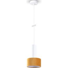 Paco Home Pendelleuchte &raquo;VELUTA&laquo; GU10 Wohnzimmer H&auml;ngeleuchte Stoffschirm Esszimmer Modern GU10 wei&szlig; &Oslash; 15cm H: 177cm